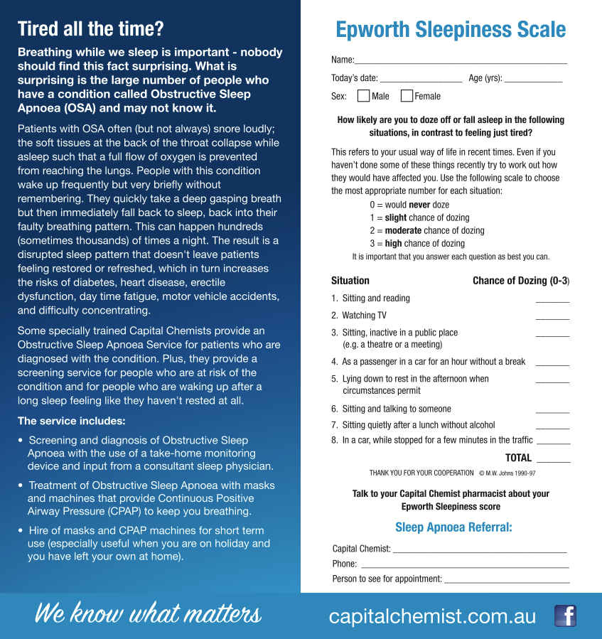 Sleep Apnoea DL Flyer - Capital Chemist MOS